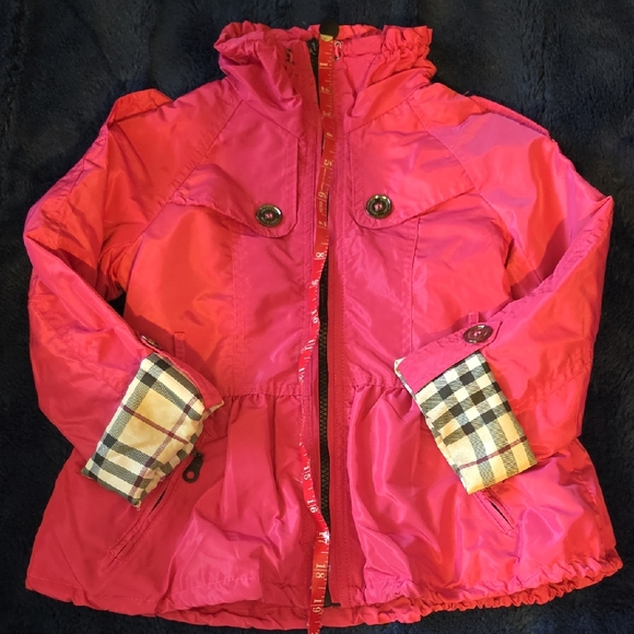 Burberry | Jackets & Coats | Burberry Fuchsia Kids Raincoat With Check ...